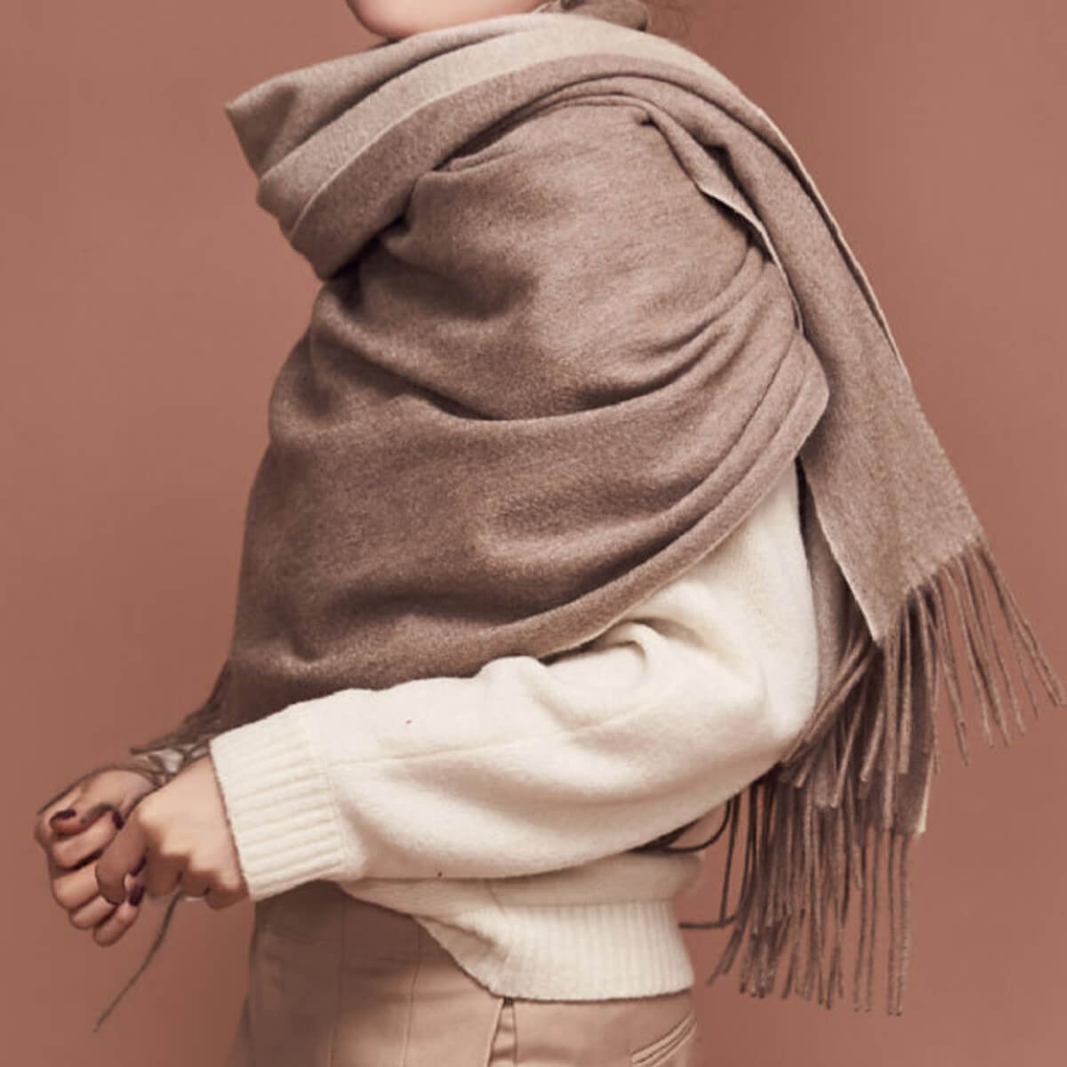 Brown cashmere wrap | cashmere blanket scarf | women blanket scarf – SUNXZZ